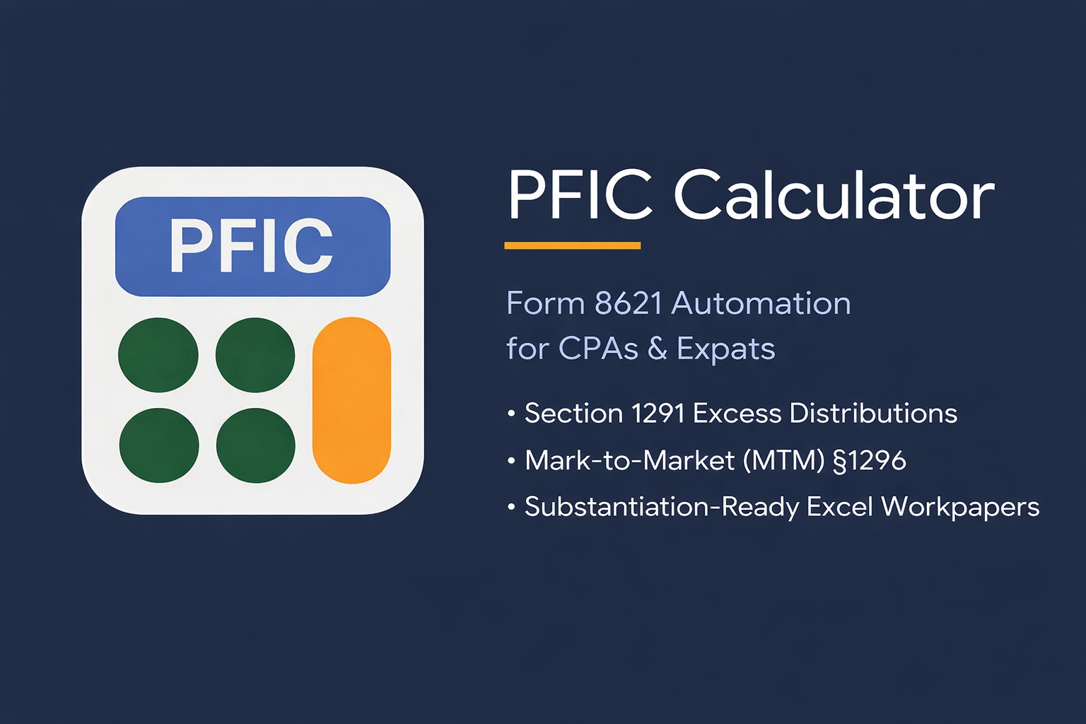 Form 8621 Calculator (PFIC §1291 & §1296)